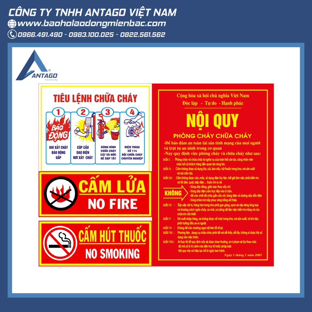 Bộ tiêu lệnh PCCC - Bảo hộ lao động Antago